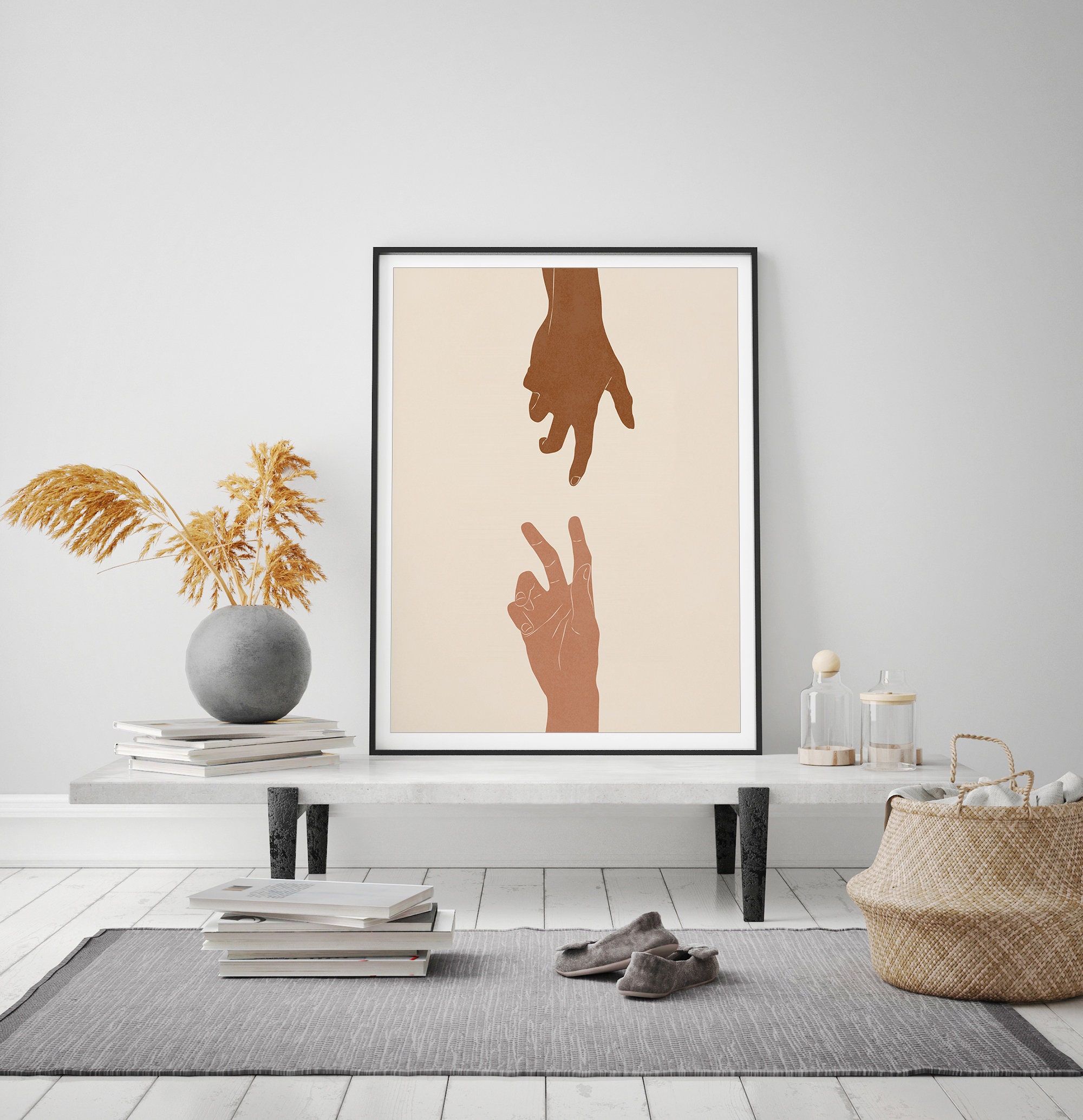 Abstract Hand Illustration Printable Wall Art Black and - Etsy