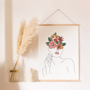 Bedroom Wall Decor, Modern Minimalist Female One Line Drawing Print ...