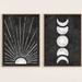 Sun and Moon Phases Art Print Boho Decor Set of 2 Black and | Etsy