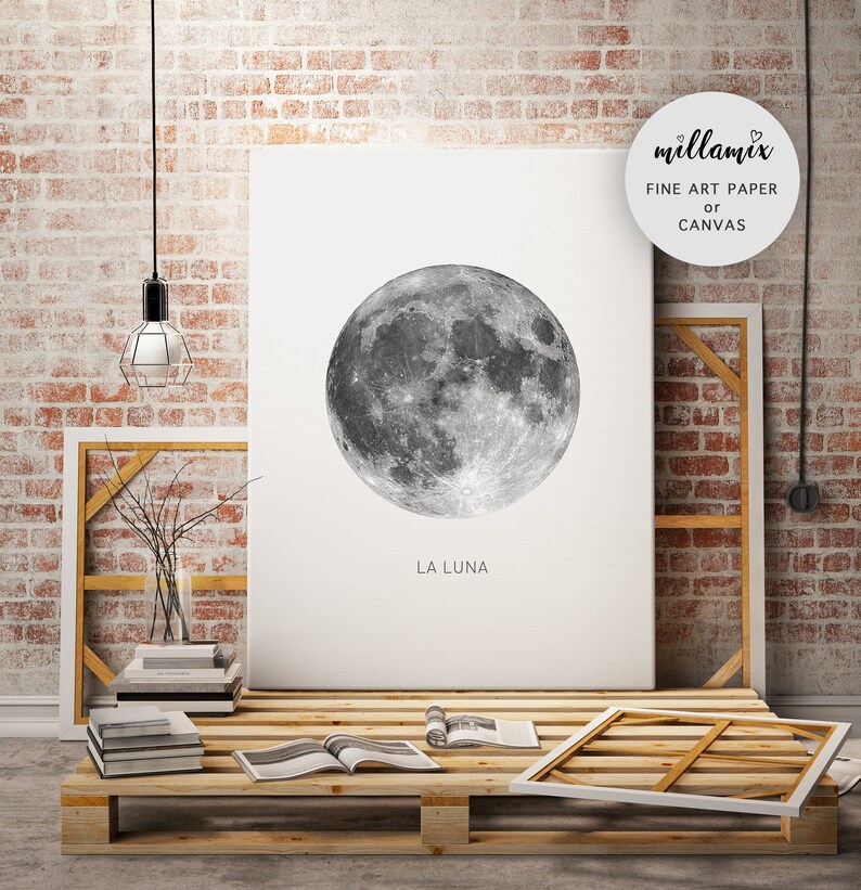 La Luna Print Full Moon Wall Art Luna Art Print the Moon - Etsy