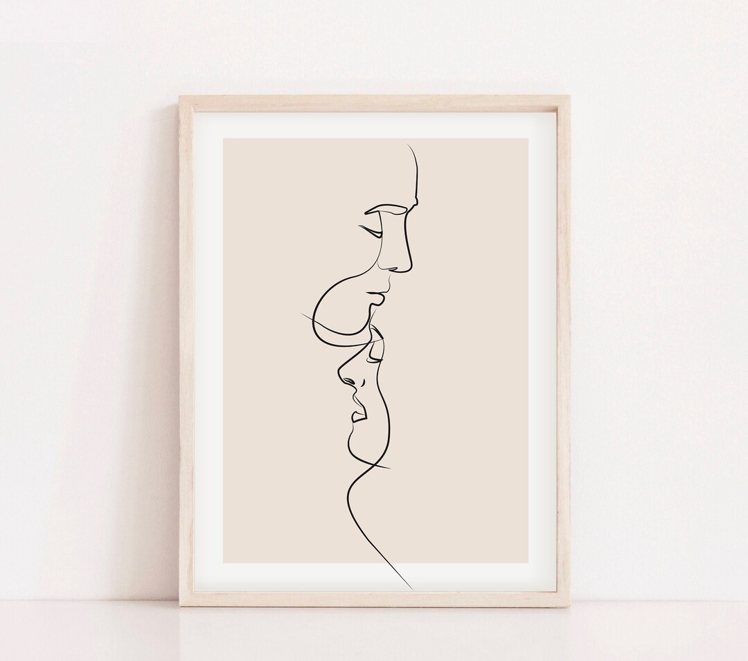 Continuous One Line Drawing Kiss Line Art Modern Minimalist Abstract ...