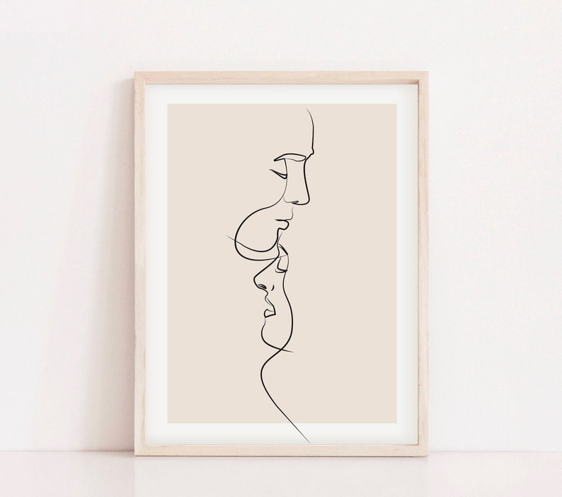 Continuous One Line Drawing Kiss Line Art Modern Minimalist - Etsy