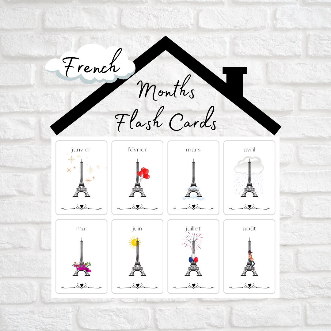 French Months Royal Hearts Flashcards French Flashcards - Etsy