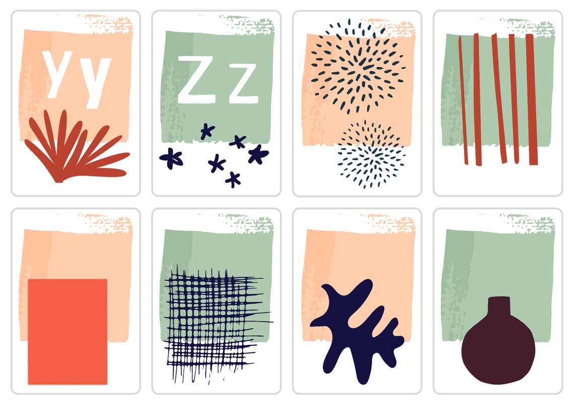 Abstract Abcs Alphabet Flashcards | Etsy