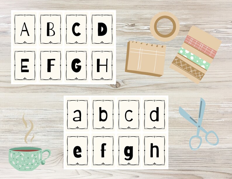 Antique Alphabet Printable Alphabet Flashcards ABC Flash - Etsy
