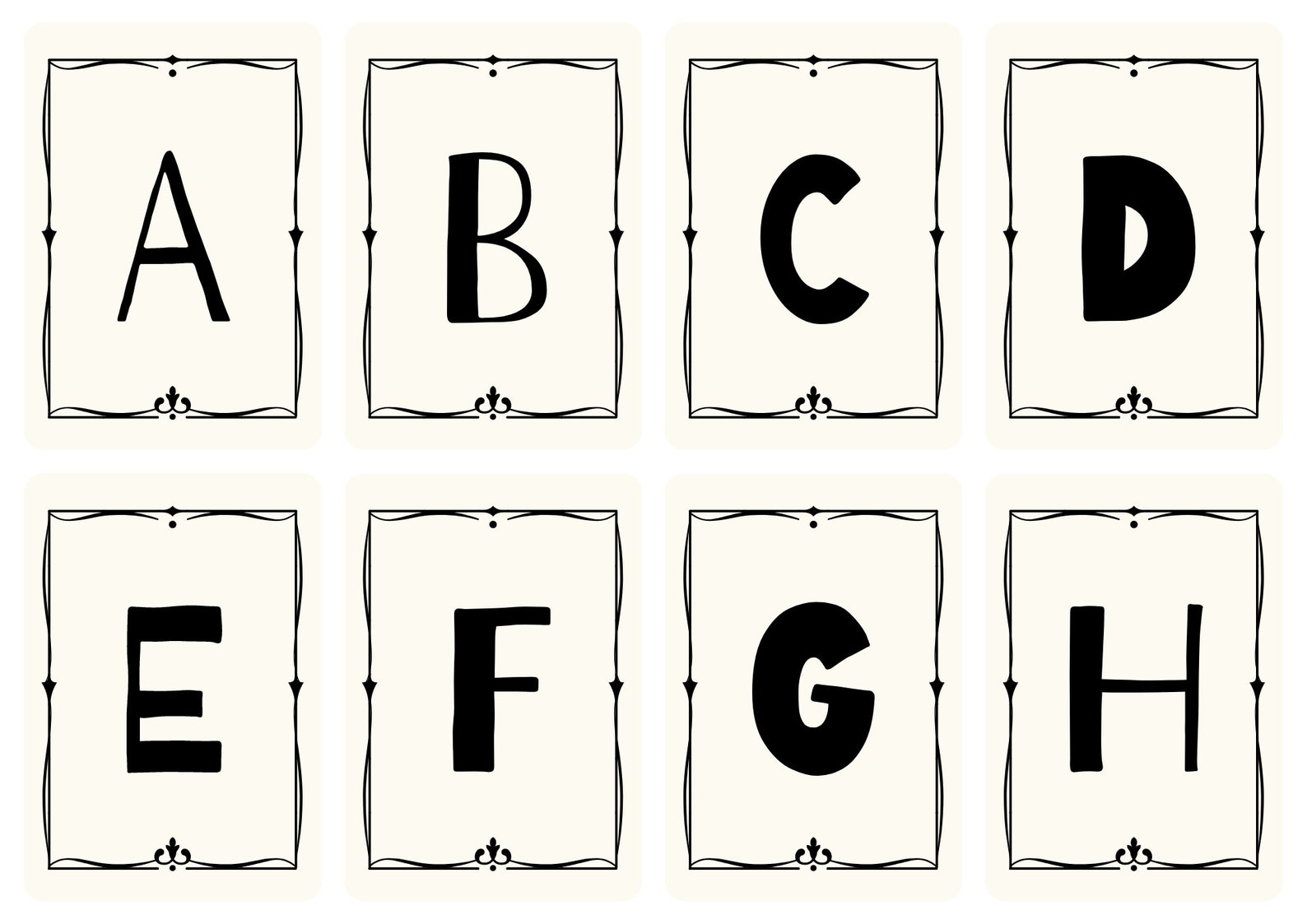 Antique Alphabet Printable Alphabet Flashcards ABC Flash Etsy Antique Alphabet Printable Alphabet Flashcards ABC Flash Etsy