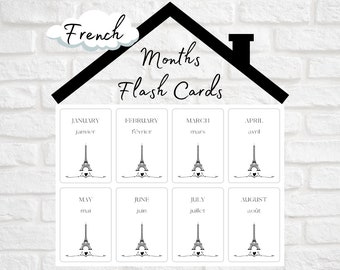 French Printable Montessori Calendar Flashcards Months of the Year ...
