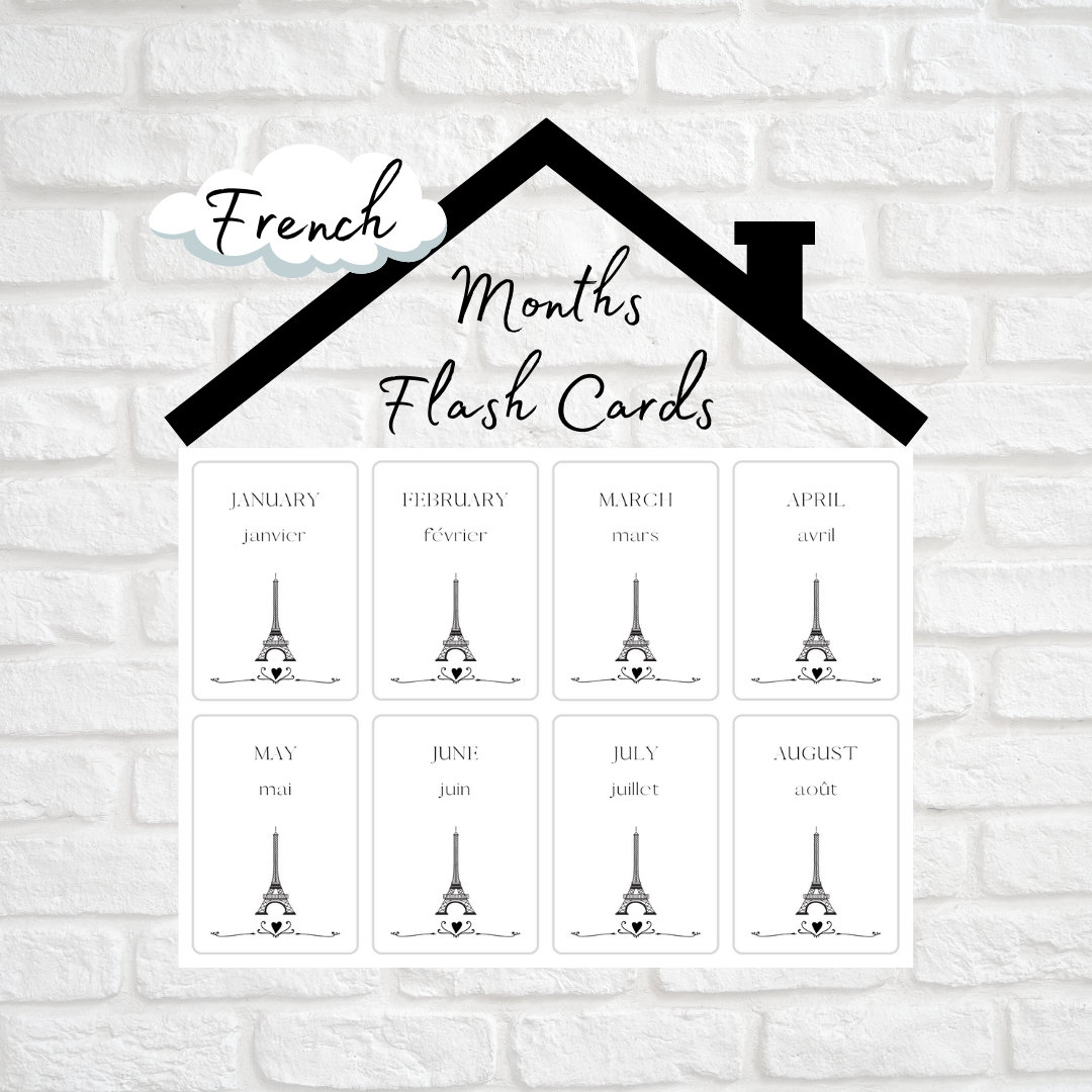 French & English Months Flashcards - Etsy Sweden