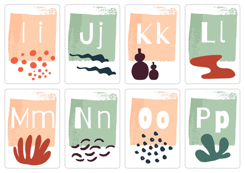 Abstract Abcs | Alphabet Flashcards - Etsy