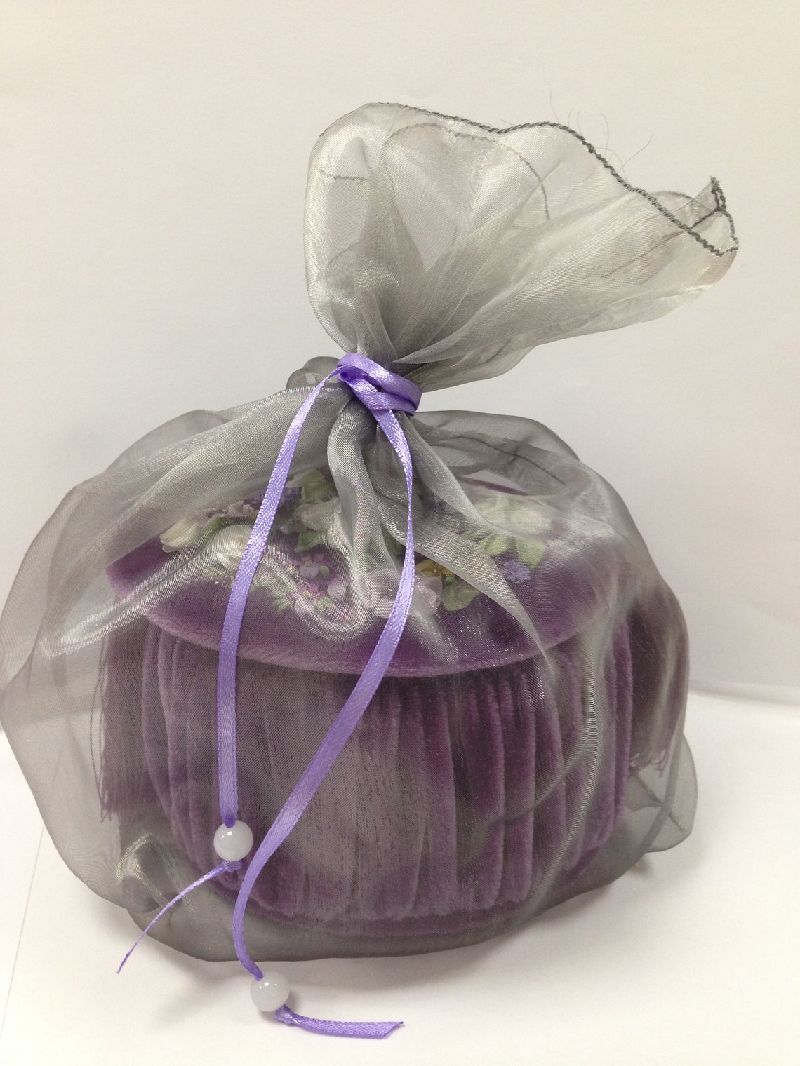 Casket With Silk-ribbon Embroidery Decor in Purple. - Etsy