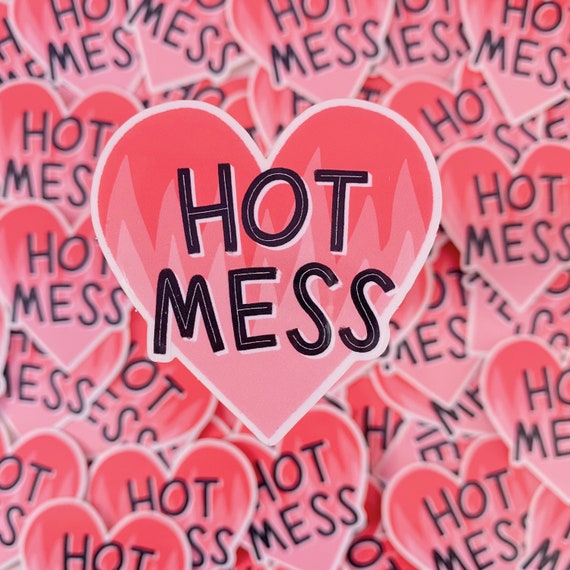 Pink Hot Mess Transparent Vinyl Sticker | Etsy