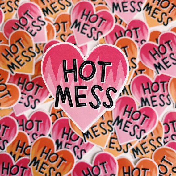 Pink Hot Mess Transparent Vinyl Sticker - Etsy UK