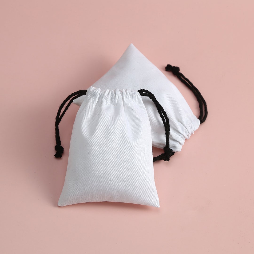 50pcs White Cotton Drawstring Pouches: Small Packaging Bags, Wedding ...