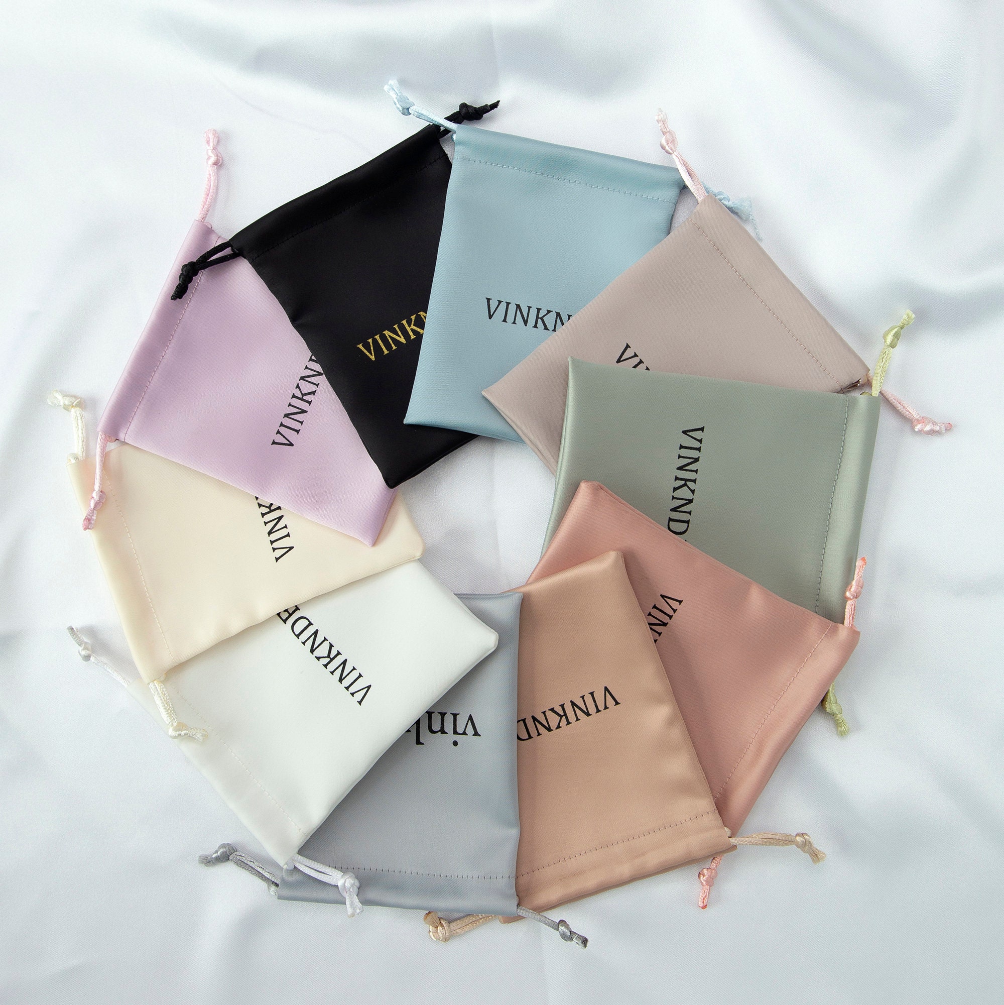 50pcs Silk Satin Drawstring Bags: Personalized Logo, Wedding Favor ...