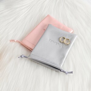 100PCS Personalized Logo Soft PU Leather Drawstring Bag Small String ...