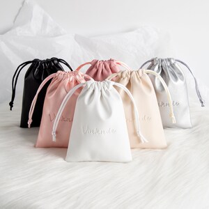 100PCS Personalized Logo Soft PU Leather Drawstring Bag Small String ...