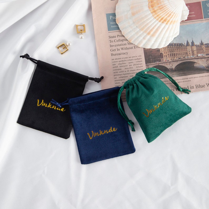 50PCS Personalized Logo Velvet Jewelry Pouch Bags: Ring Necklace ...