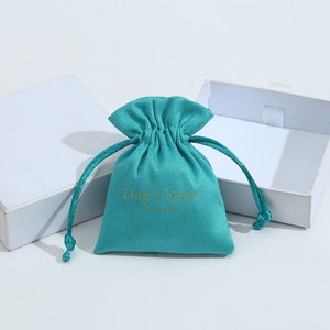 100pcs Flannel Velvet Drawstring Bags Personalized Print Custom Jewelry ...