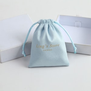 Personalized Logo Flannel Jewelry Bags: Pink Drawstring Favor Pouches ...