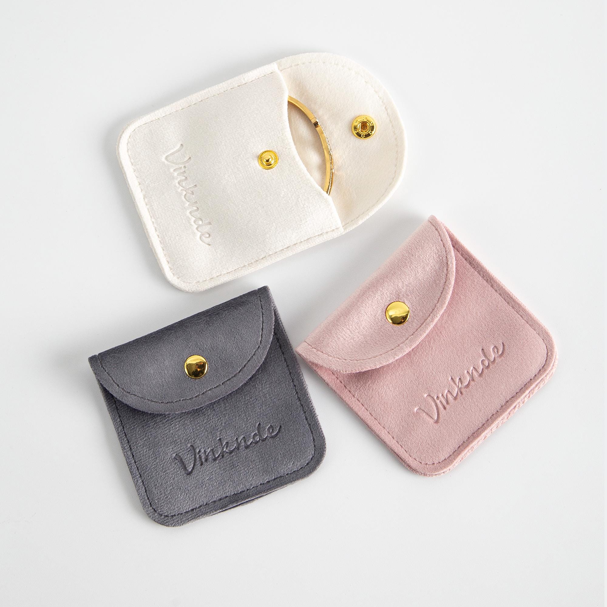 50 Personalized Velvet Jewelry Pouch With Button: Ring, Brooch ...