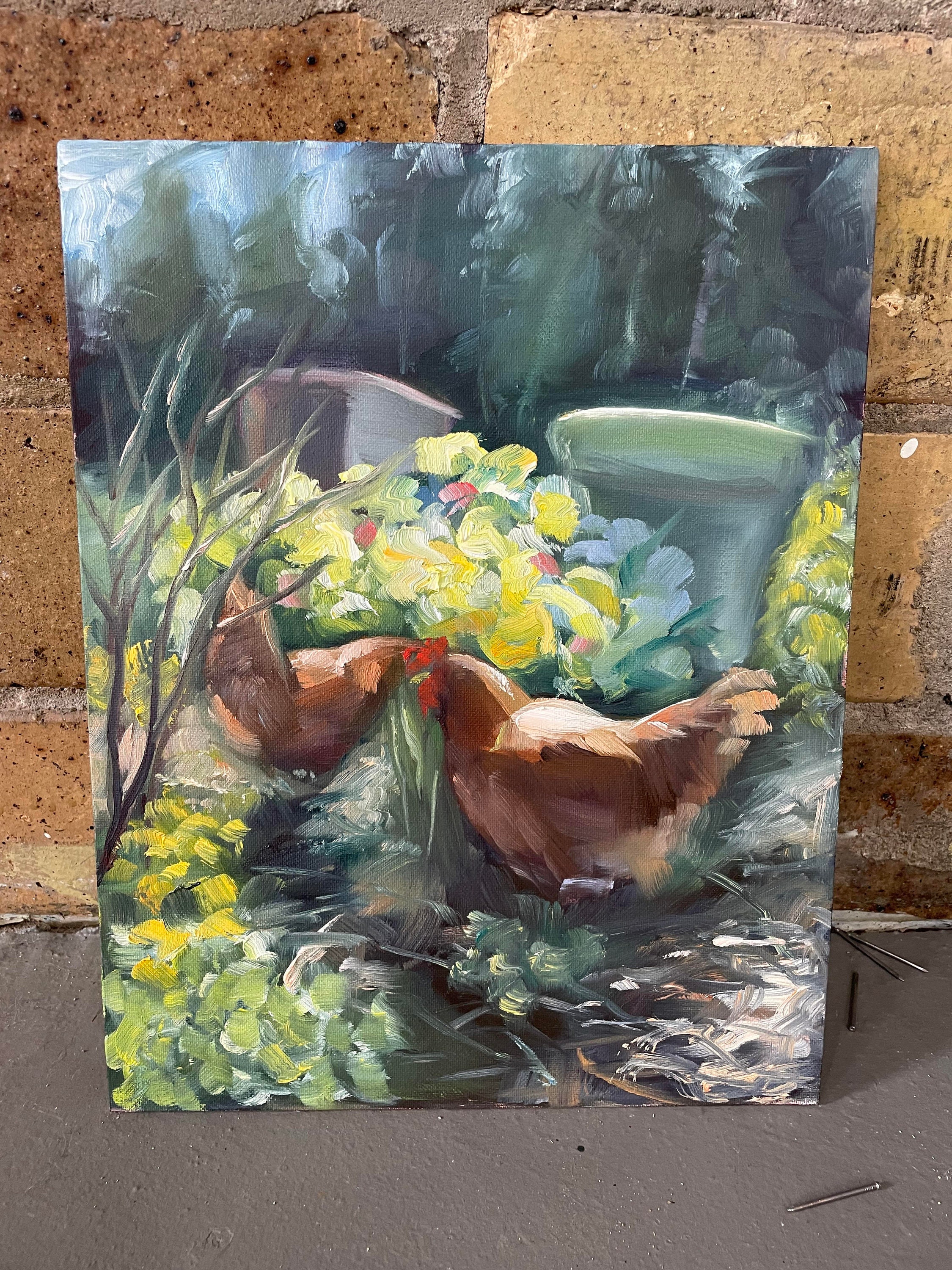 Kentucky Farmhouse Chickens Hens Oil Painting by Bre Kort - Etsy