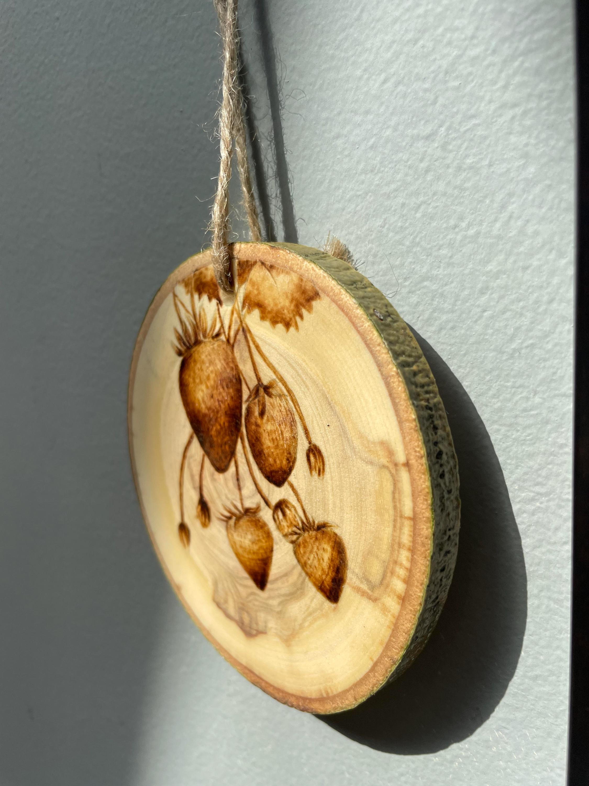 Strawberry Patch -rustic Hand Wood-burned Strawberries Botanical ...