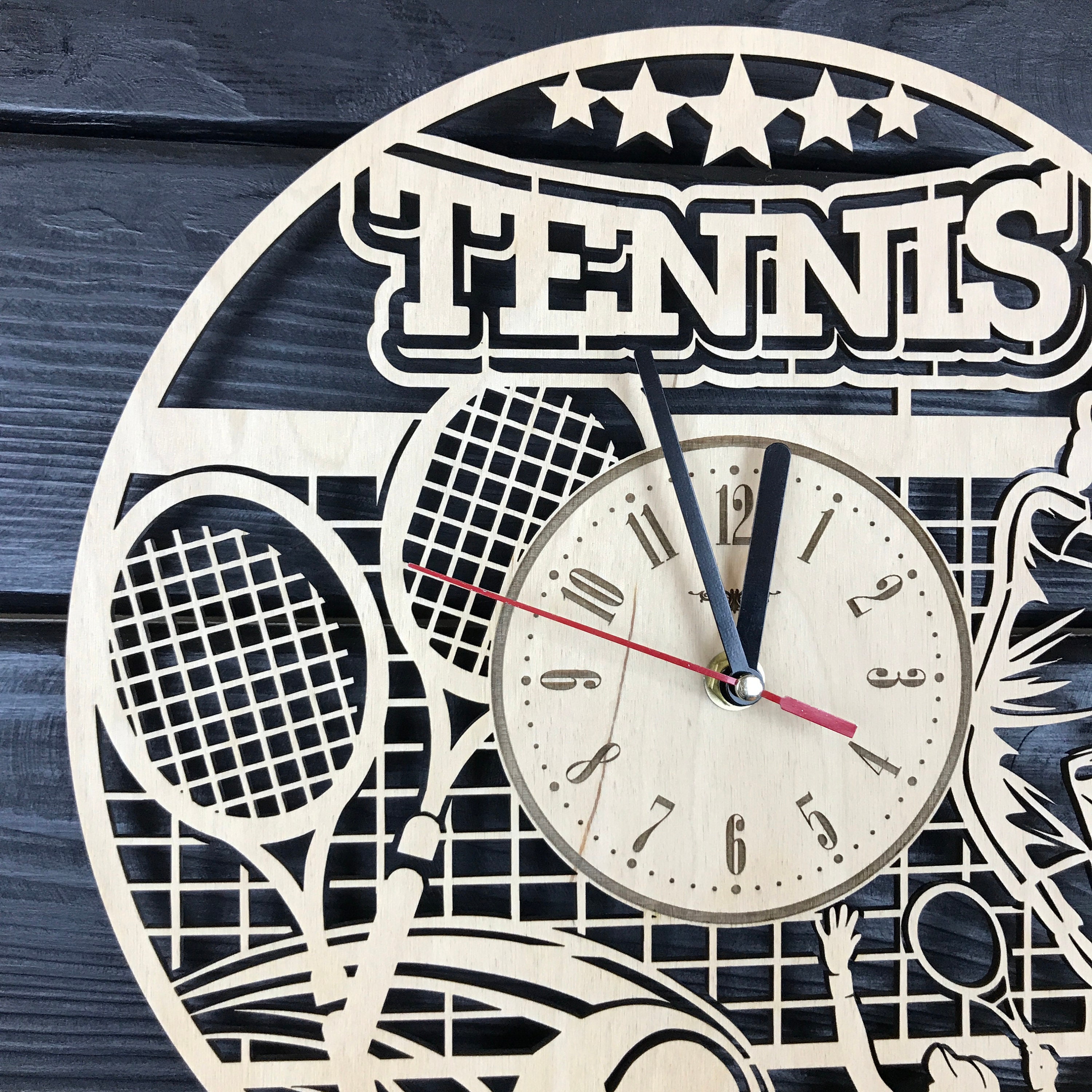 Tennis Wall Clock Wooden Home Office Decor Kitchen Hanging | Etsy