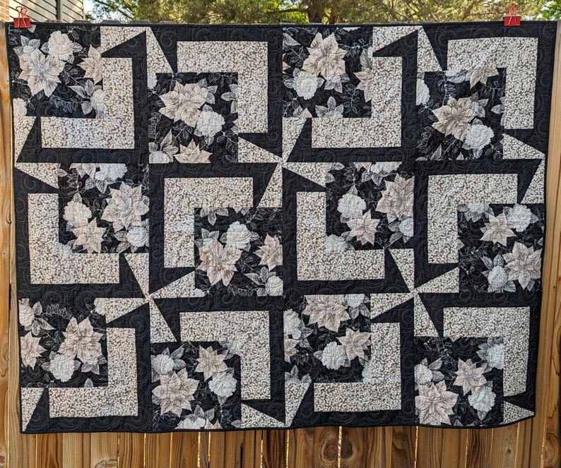 Winter Snow Flower Throw Quilt - Etsy