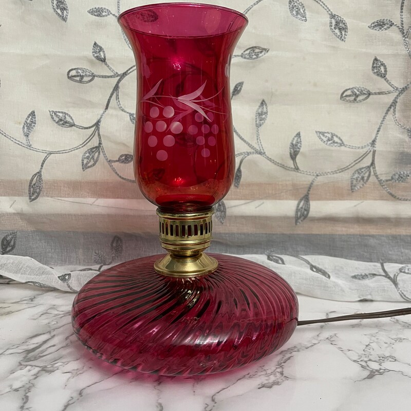 Cranberry Glass Lamp - Etsy