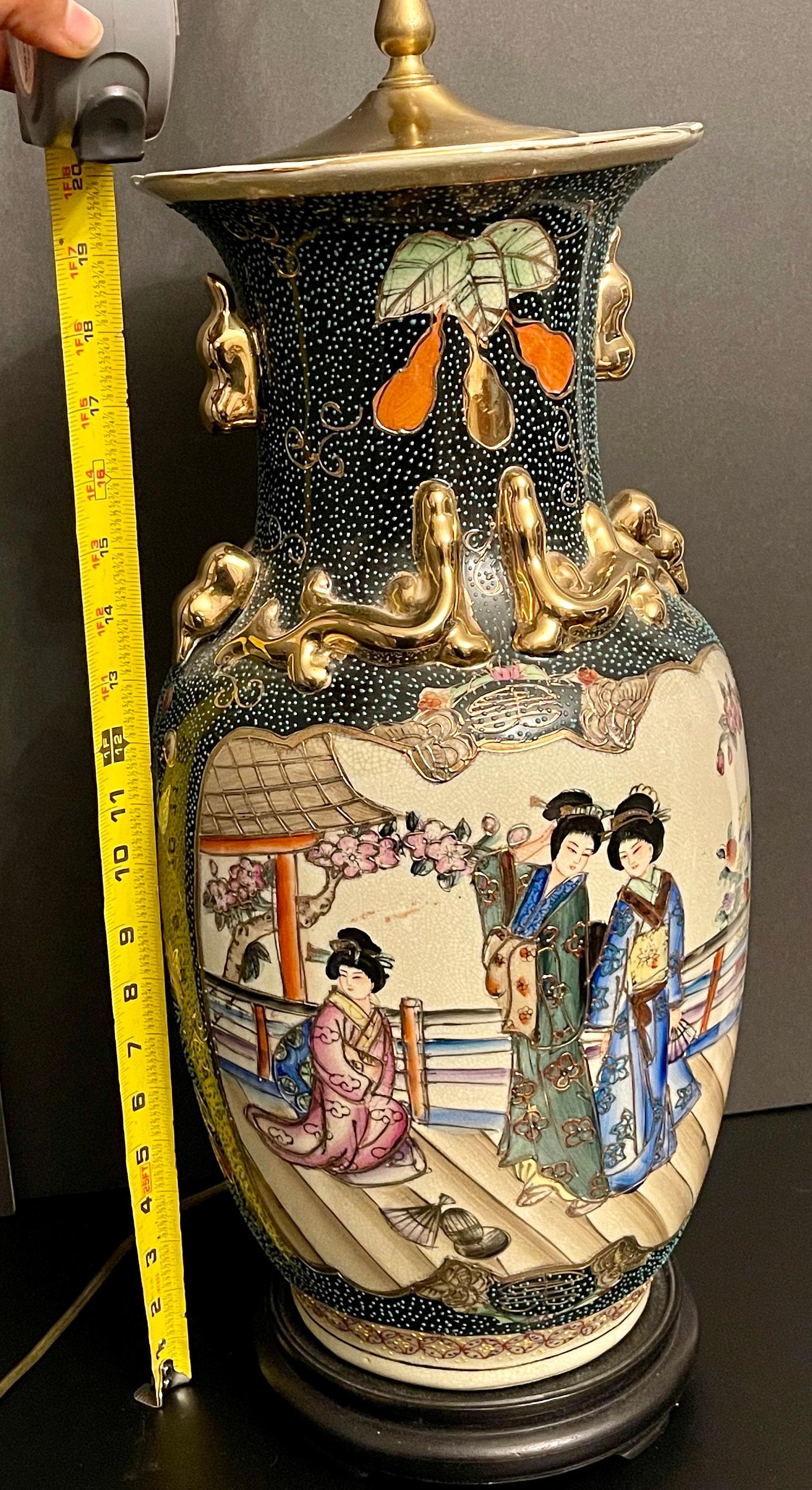Royal Satsuma 24K "three Geishas" Hand-painted Vase - Etsy