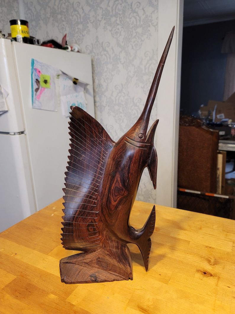 Vintage Mid Century Handcarved Ironwood Sailfish Sculpture - Etsy