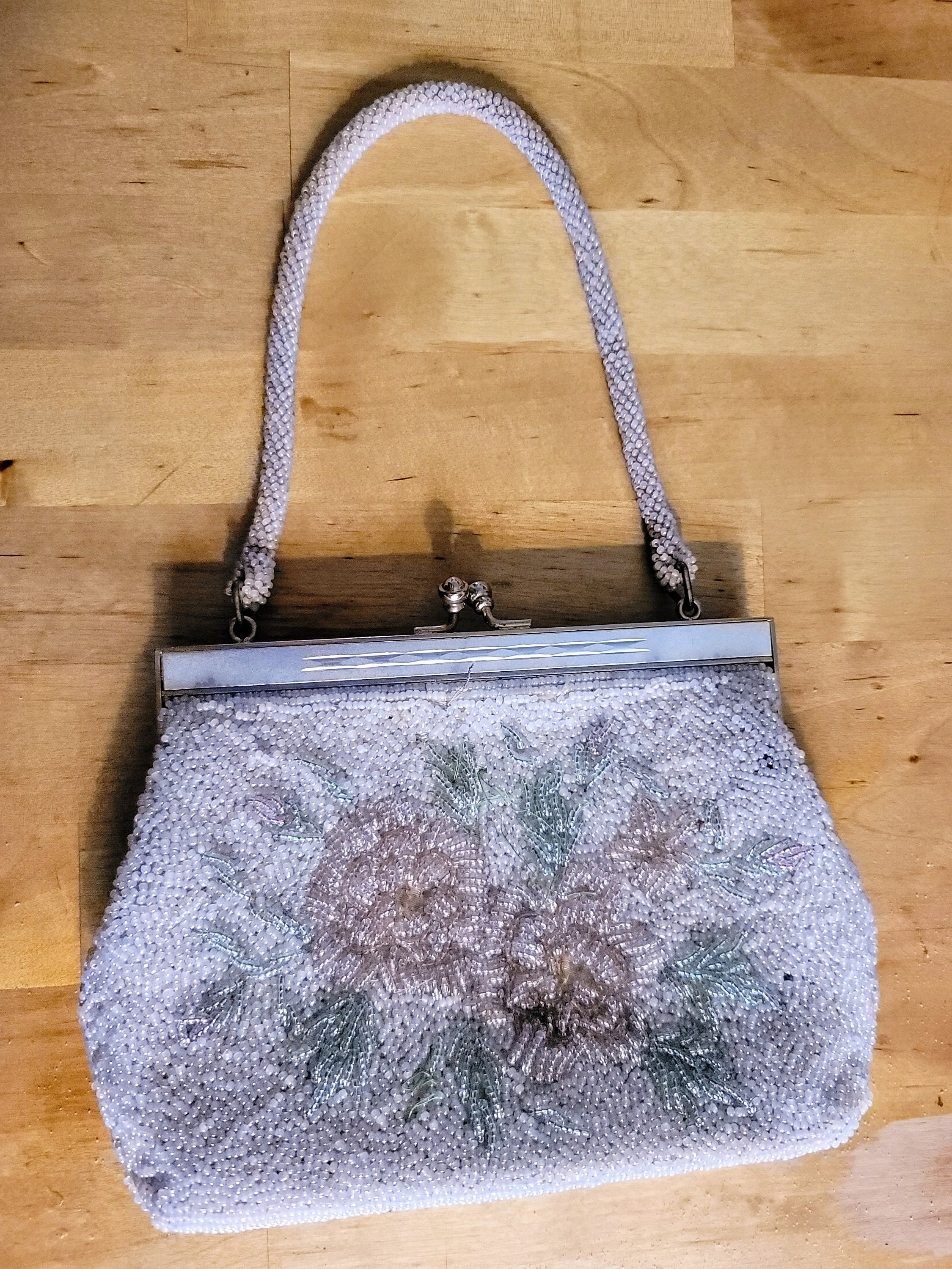 Antique Beaded Floral Handbag - Etsy