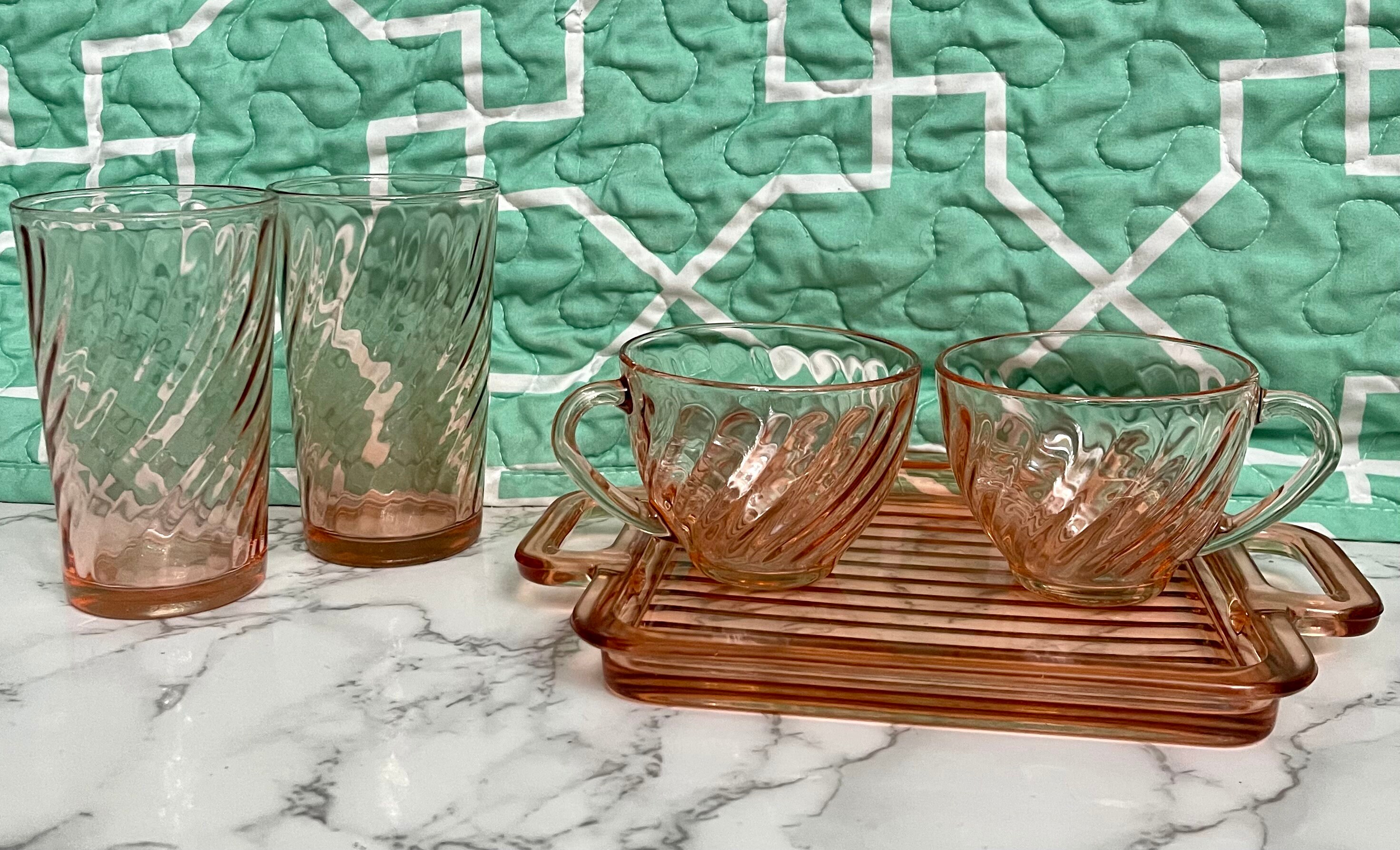 Pink Depression Glass Serving Set for Two - Etsy