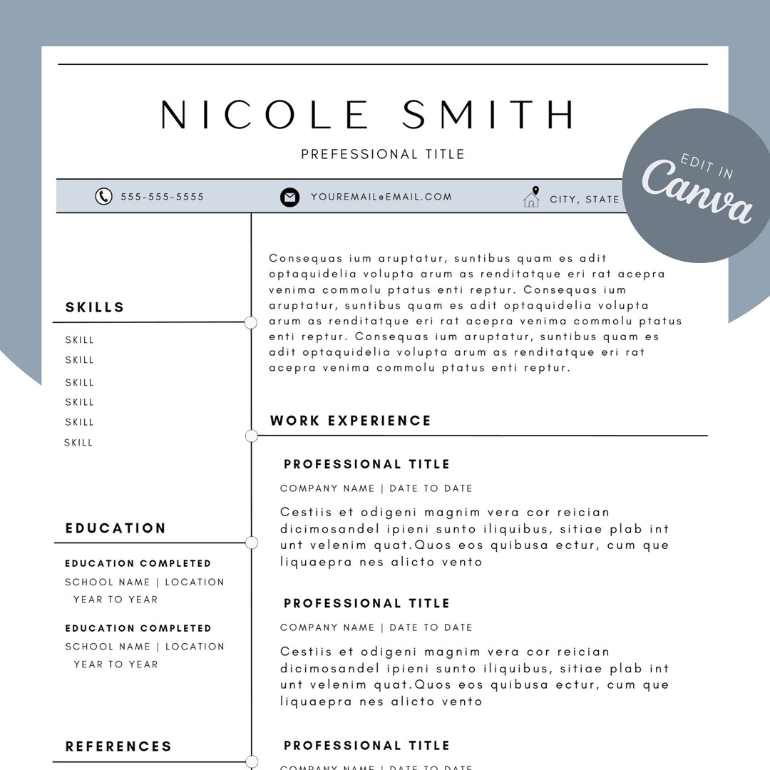 Professional and High School Simple Resume Template - Etsy