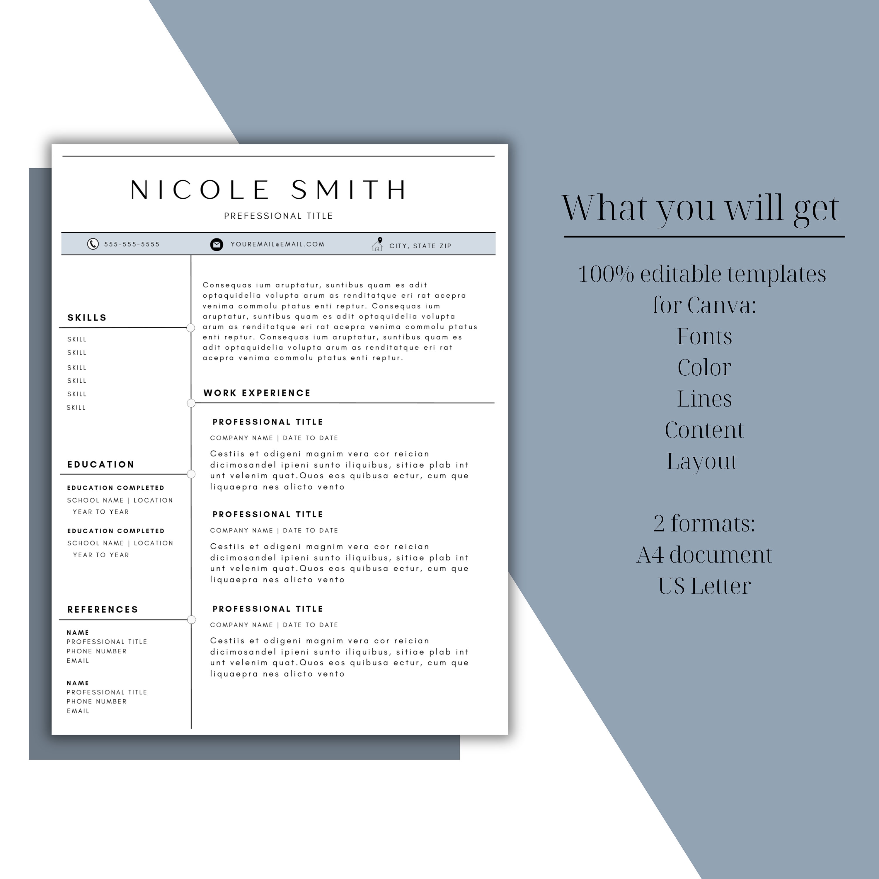 Professional and High School Simple Resume Template - Etsy