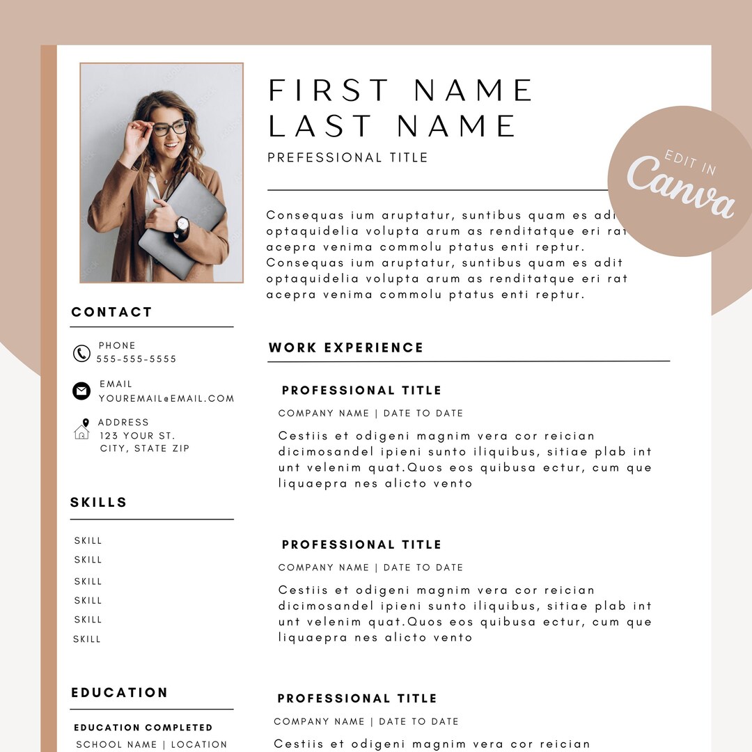 Customizable Resume Template: Modern Professional Design (A4 & US ...