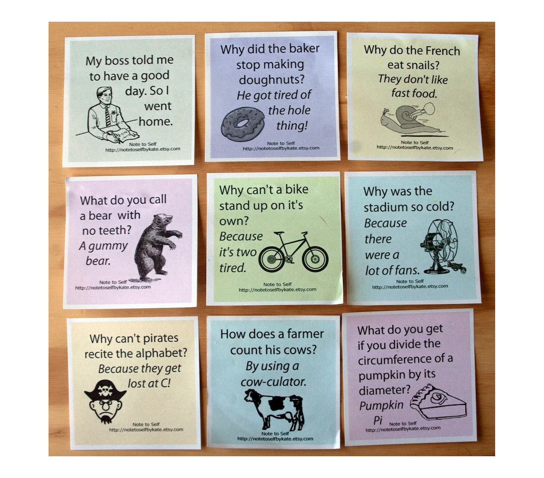 Kid's Jokes Sticky Note Pad - Etsy