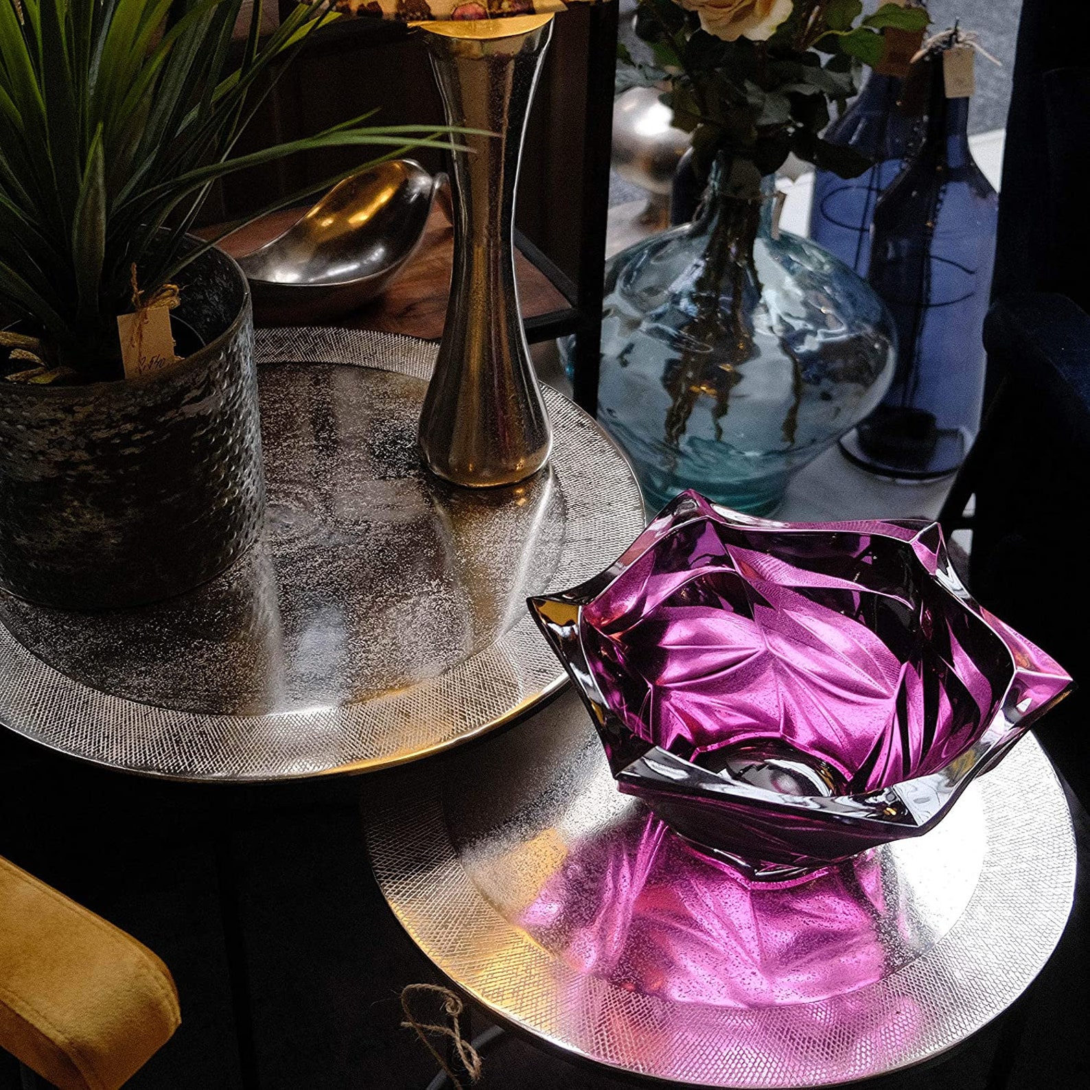 Flamenco Crystal Glass Decorative Bowl Unique Home Decor Centerpiece ...