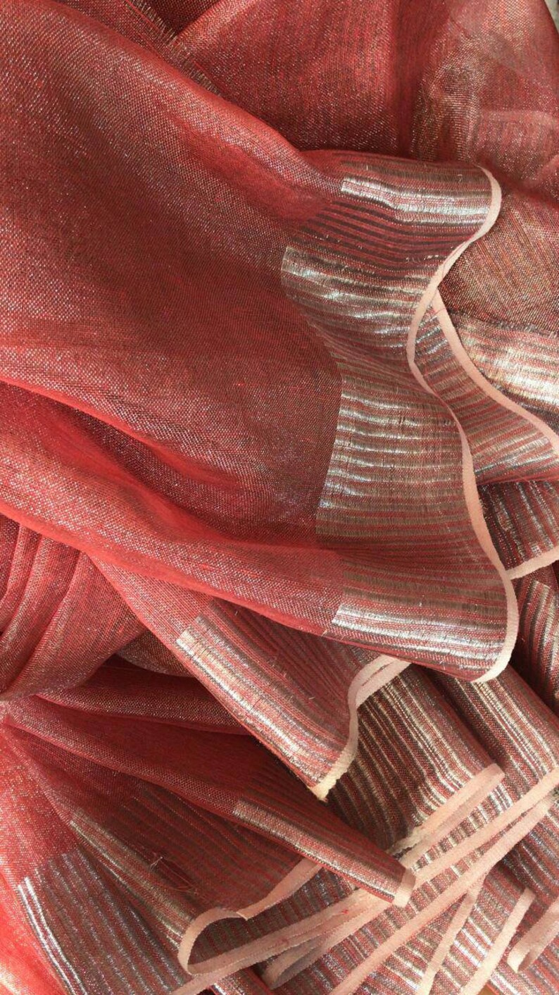 Red Linen Tissue Sareelinen Tissue Red Pure Organic Handwoven - Etsy