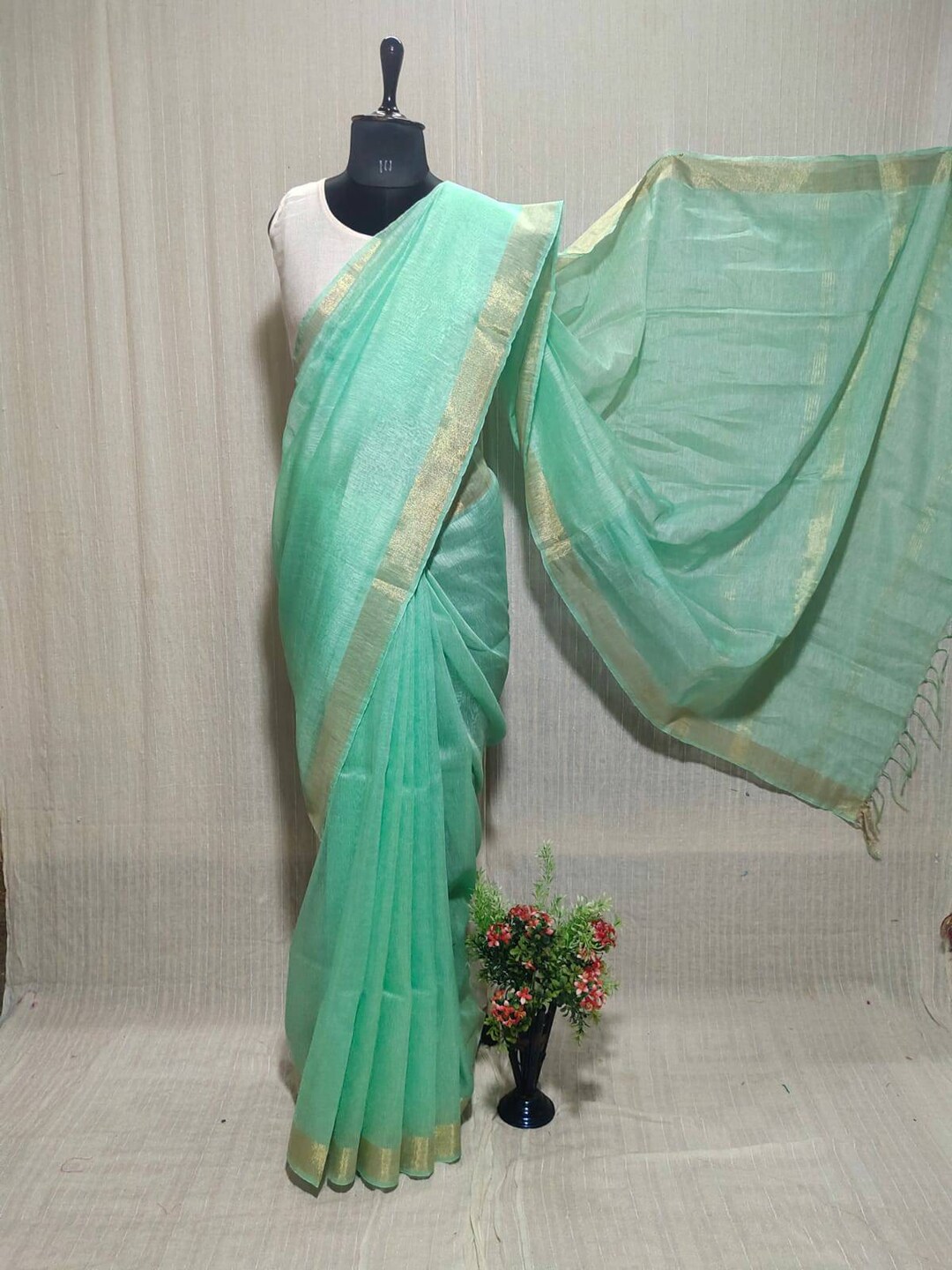 Tussar Pure Silk Saree in Turquoise Blue Color With Golden Zari,turquoi ...