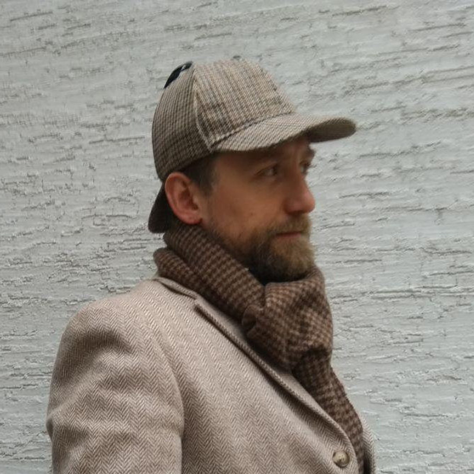 Deerstalker Hat Sherlock Holmes Hat Tweed Sherlock Hat Wool | Etsy