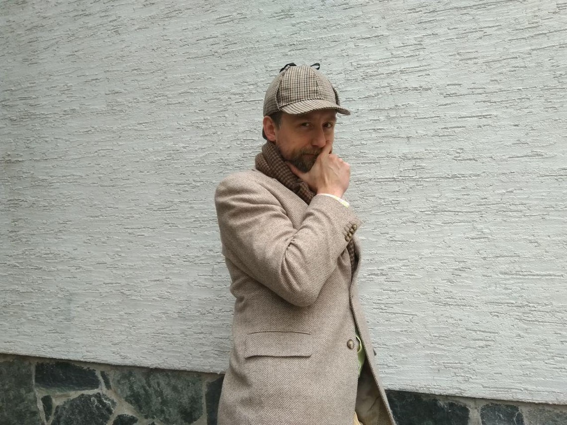 Deerstalker Hat Sherlock Holmes Hat Tweed Sherlock Hat Wool | Etsy
