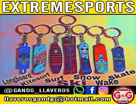 Medium Size Keychains Extreme Sports Snowboard wakeboard | Etsy