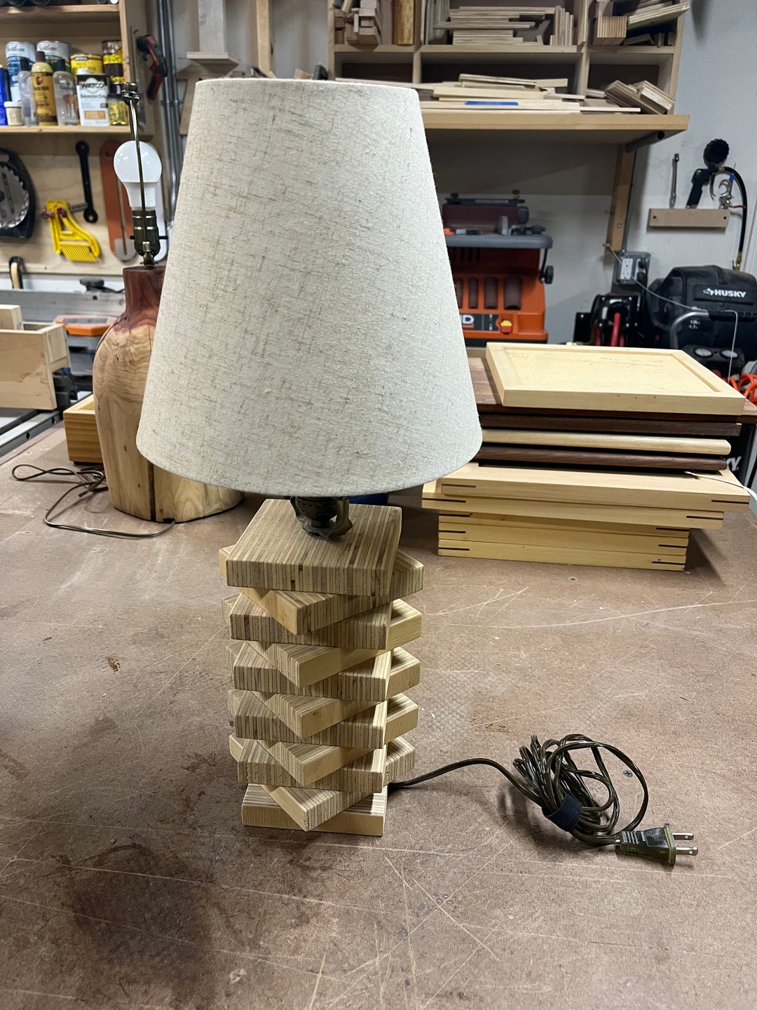 Handmade Wooden Desk Lamp W/antique School Library Shelves - Etsy