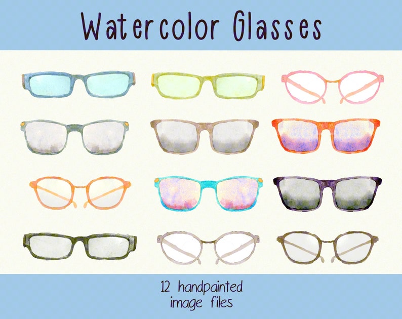 Glasses Sunglasses Watercolor Clipart, Digital Download, Summer Fun ...