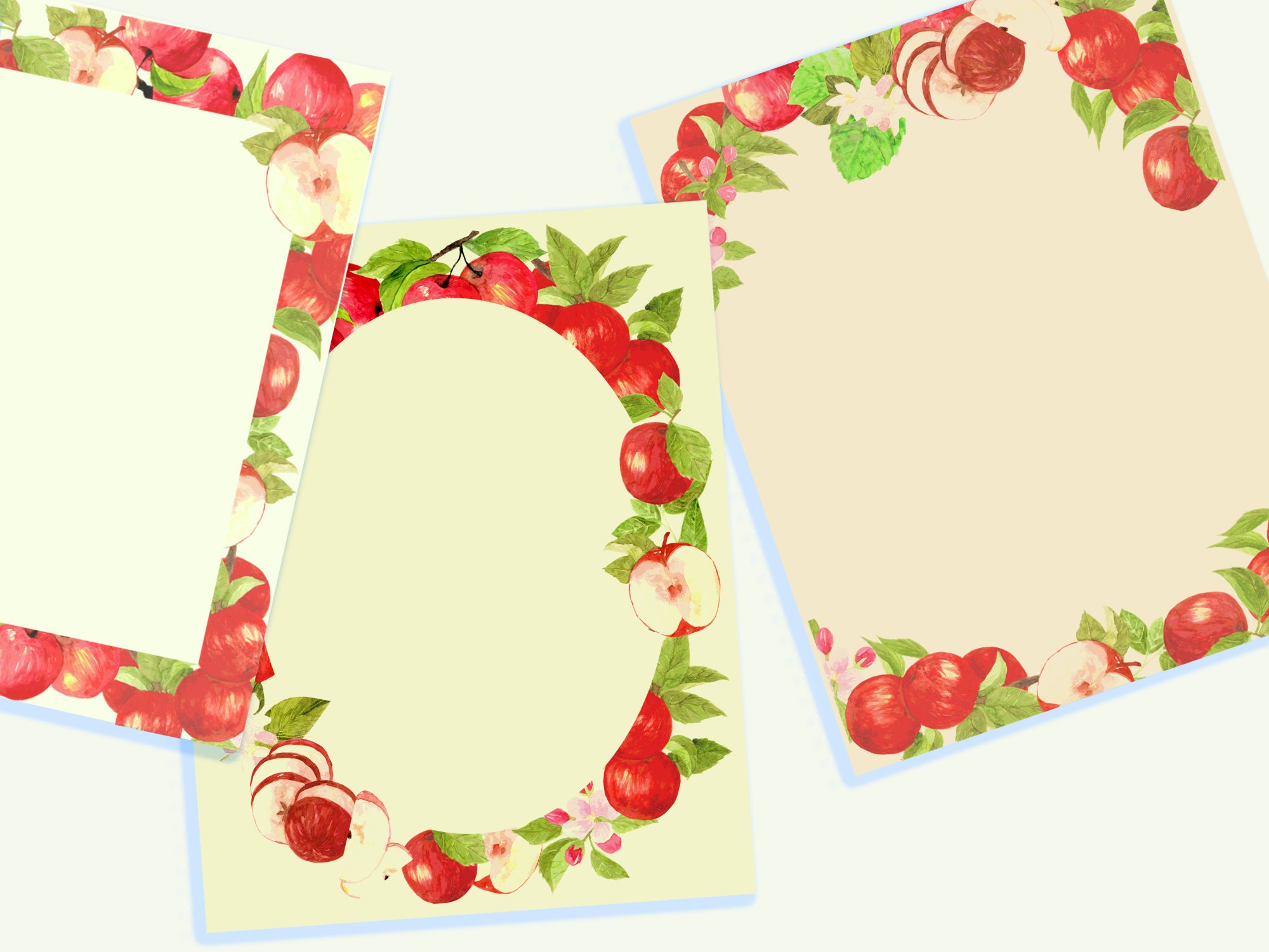 Watercolor Red Apple Frames and Borders PNG Clipart - Etsy