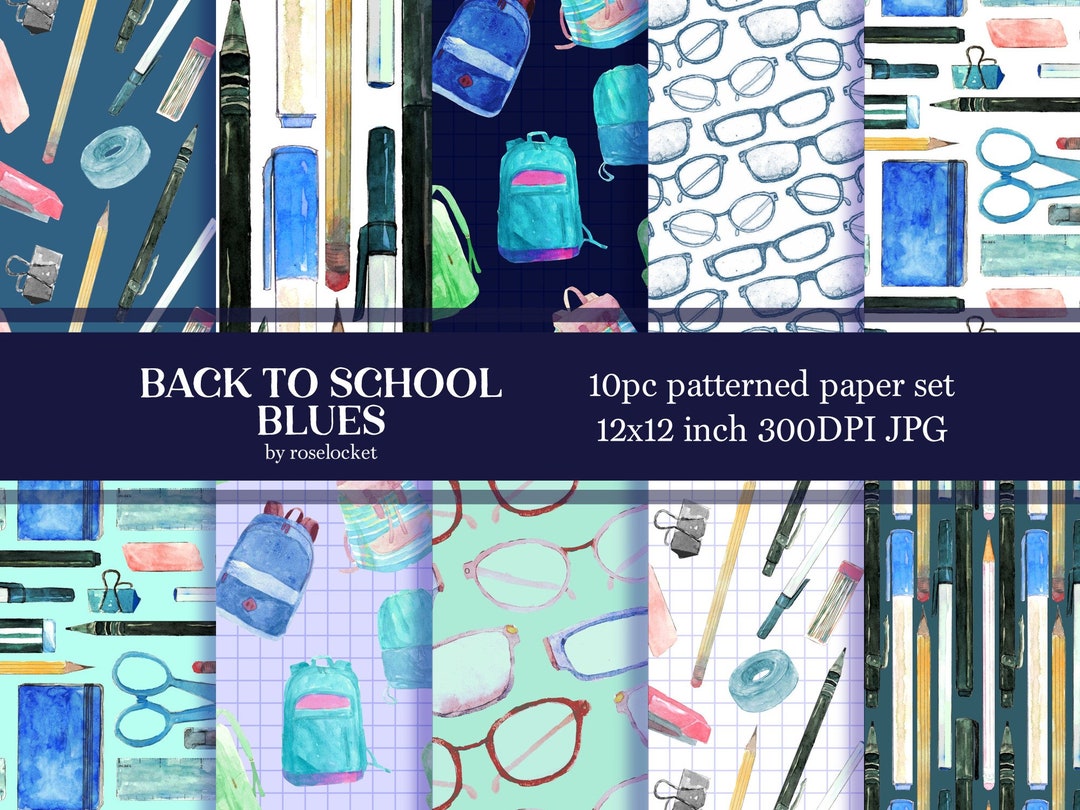 Back to School Blue Repeating Pattern, Teacher's Digital Paper Pack - Etsy