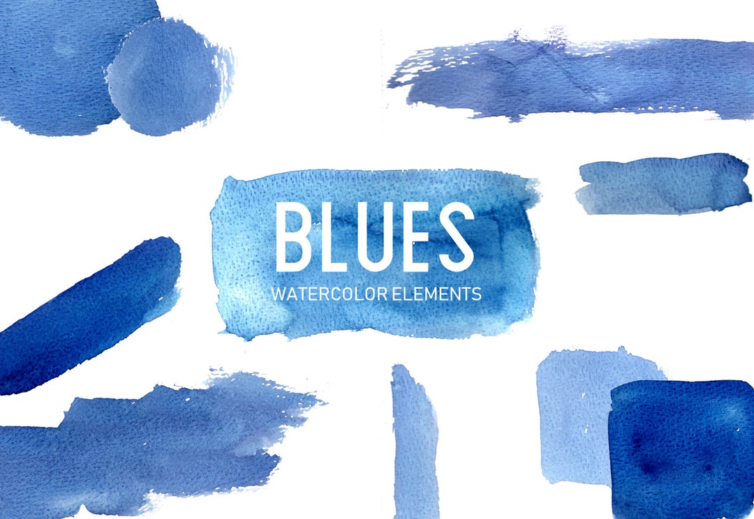Blue Watercolor Splotches Splashes Png Clipart - Etsy