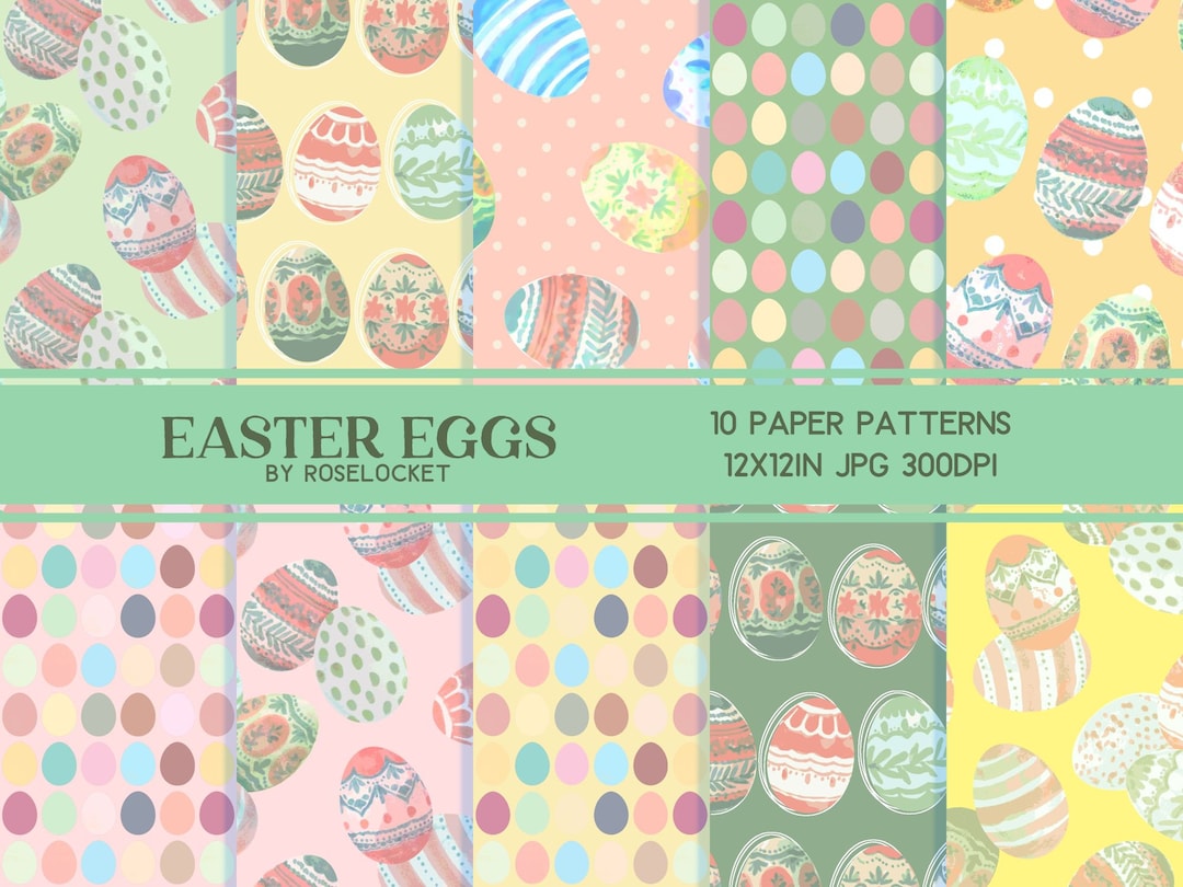 Easter Eggs Pastel Digital Paper Pack, Repeating Patterns, Printable ...