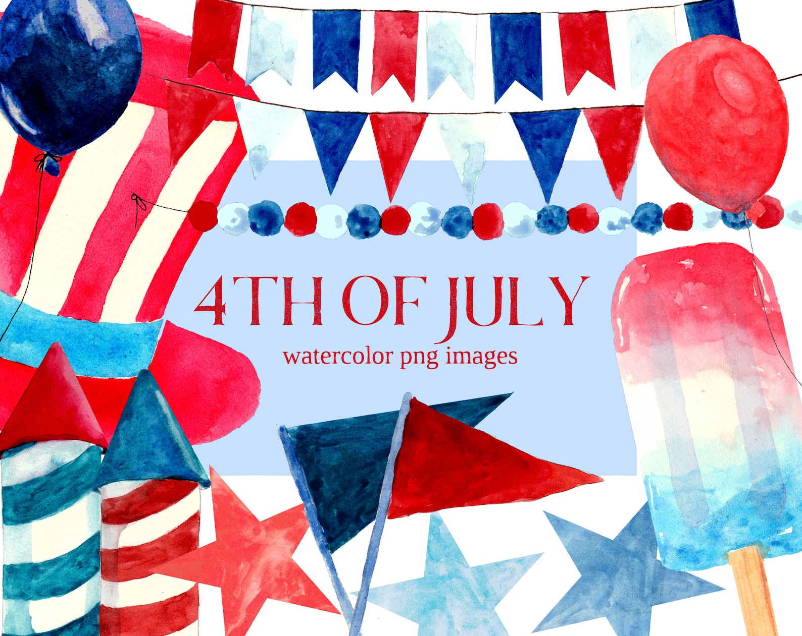 Fourth of July Illustration, Independence Day Watercolor, Memorial Day ...